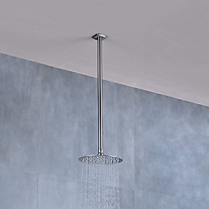 Shower Arm with Flange 22.3 Inch Stainless Steel Ceiling Mounted Shower Arm Rainfall Shower Head Extension Pipe, NPT 1/2 to IPS 1/2,Brushed Nickel