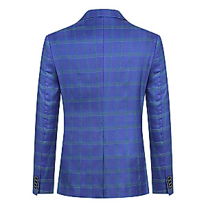 Boyland Men's Casual Suit Blazer Jackets Lightweight One Button Sport Coats Plaid Blazer Blue