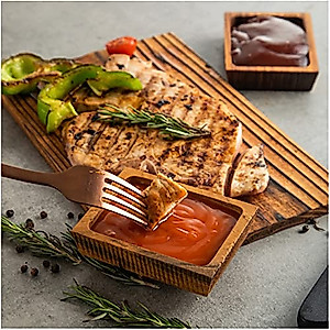 MAKOLO Wooden Soy Sauce Dish Small Dipping Bowls Kitchen Prep Wood Cup for Dip, Condiment, Seasoning, Nuts, Candy, Appetizers, Decoration, Set of 4