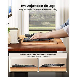 ProtoArc Ergonomic Keyboard Mouse, EKM04 2.4GHz Wireless Ergo Keyboard Mouse Combo, Separate Numeric Keypad, Split Design, Wrist Rest, Rechargeable, for Desktop, PC, Laptop, Windows