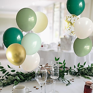 ANSOMO Sage Green Cream and Gold Latex Balloons 12 Inch 60 Pcs Party Decorations Ivory Beige Matte White Sand Rustic Retro Dark Dusty Light Confetti Balloons Wedding Birthday Bridal Baby Shower