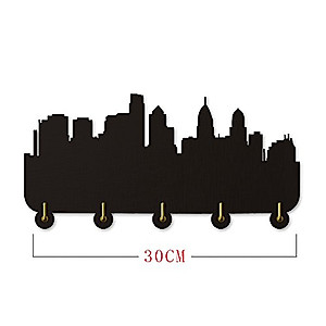 The Geeky Days America Philadelphia Skyline Tourist Attraction Modern Decor Wall Hooks Clothes Coat Robe Hooks Towel Hooks Keys Holder Bedroom Bathroom Hanger