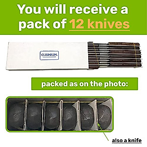 Steak Knives Set of 12 - Wooden Handled Serrated Steak Knives - Economy Pack by CUSINIUM