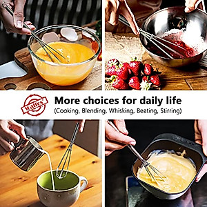 Mini Whisks Stainless Steel, Small Whisk 2 Pieces, 5in and 7in Tiny Whisk for Whisking, Beating, Blending Ingredients, Mixing Sauces