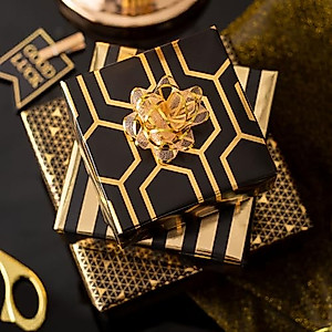 Homeral Wrapping Paper Roll Set-42.5sqft-Gold Foil Stripe, Geometric Patterns on Black Luxury Gift Wrap for Wedding, Bridal Shower, Birthday-17 x 120 inch Per Roll