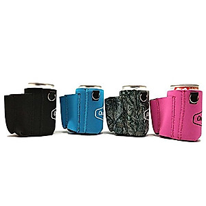 Beer Can Chuggie With Two Pockets, Holds Phone, Keys and Accessories, 3mm Thick Neoprene (Assorted, 4 Pack)