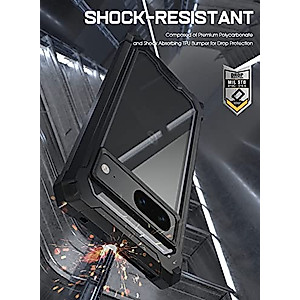 Poetic Guardian Series Case Designed for Google Pixel 7 5G with Built-in Screen Protector, Work with Fingerprint ID, Full Body Hybrid Shockproof Rugged Cover Case, Black/Clear