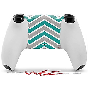 WraptorSkinz Skin Wrap compatible with Sony PS5 DualSense Controller Zig Zag Teal and Gray (CONTROLLER NOT INCLUDED)