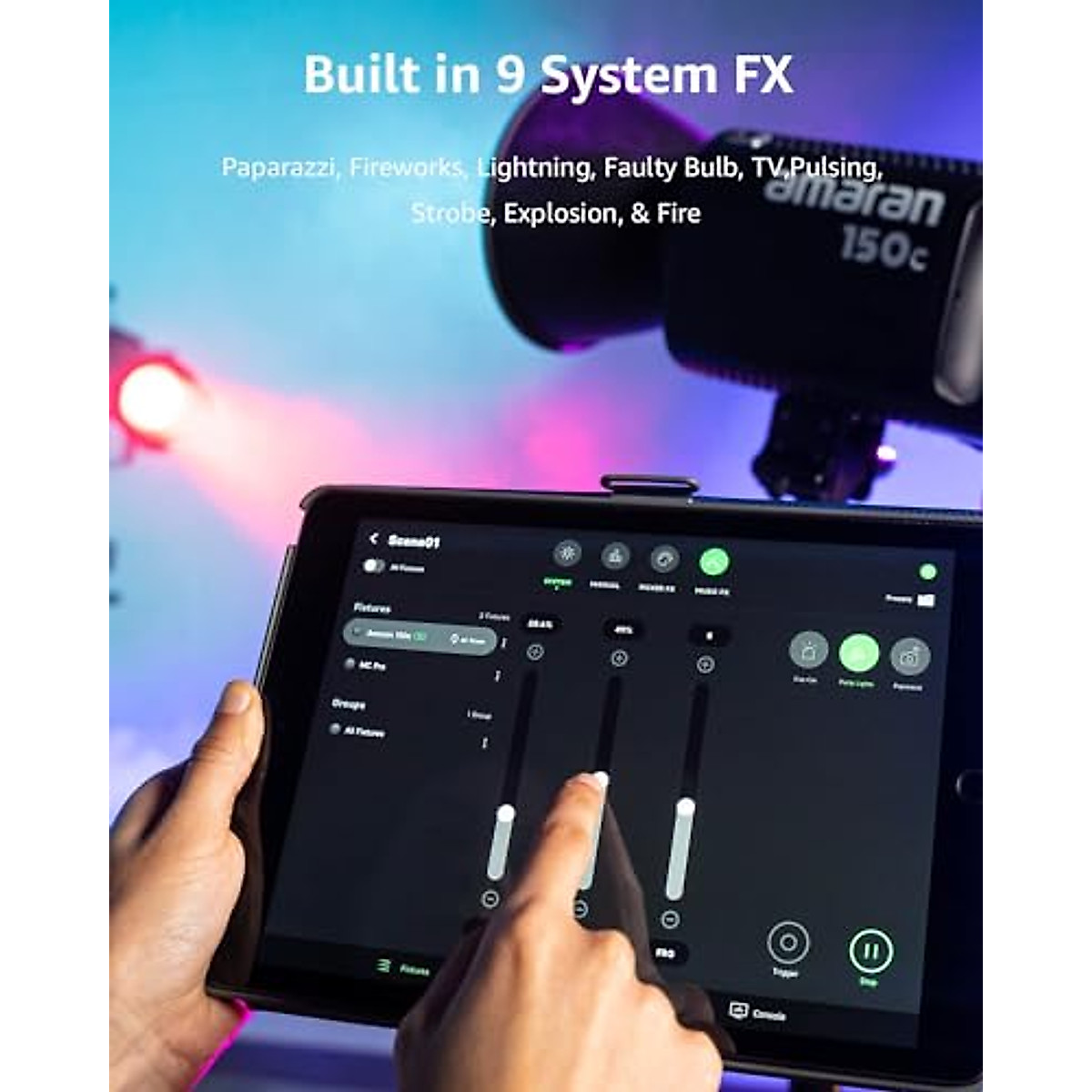 Aputure Amaran 300c Photography Lighting, 300W Full Color RGBWW, Bowens Mount Continuous LED Video Lighting, 26,580 lux @ 1m APP Control, CCT 2,500K-7,500K, Gray