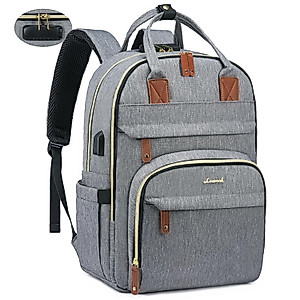 LOVEVOOK Laptop Backpack for Women & Men Unisex Travel Anti-Theft Bag Business Computer Backpacks Purse College School Student Bookbag, Casual Hiking Daypack with Lock, 15.6 Inch, Grey
