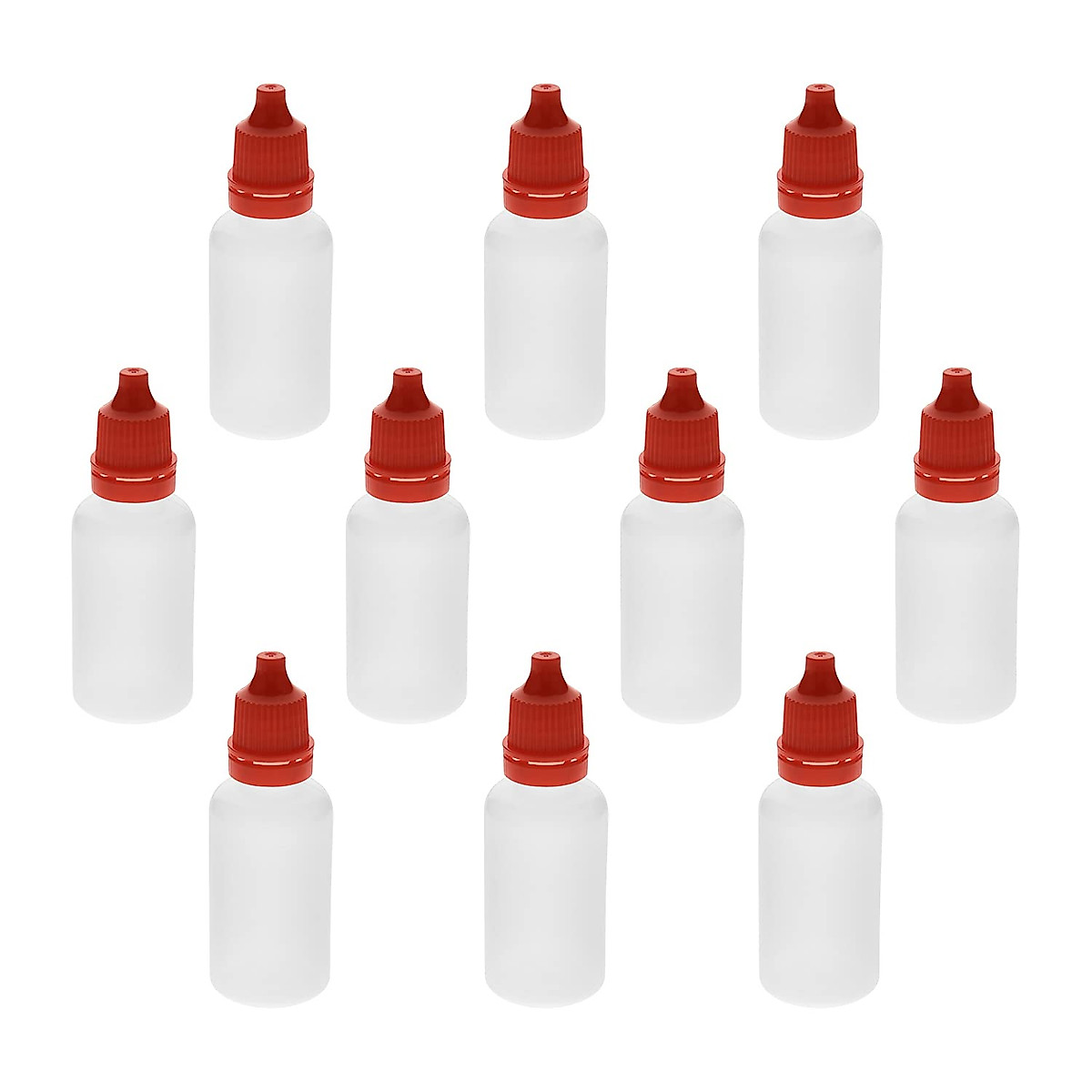 Bettomshin 20Pcs 20ml PE Plastic Squeezable Eye Liquid Dropper Bottles Thin Mouth Lab Reagent Bottle Liquid Sample Seal Sample Storage with Red Cap Translucent