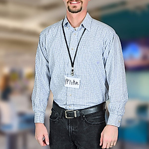 SEE-IT! 360 pcs Make 120 Name Tag Holders with Lanyards and White Insert Cards, Horizontal Clear Plastic Badge Protector ID Holder Waterproof Heavy Duty Reusable Business School Church Conference