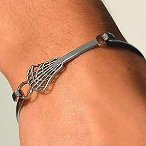 ChalkTalkSPORTS Lacrosse Bangle Bracelet | Stainless Steel | Hypo-Allergenic | Lacrosse Stick