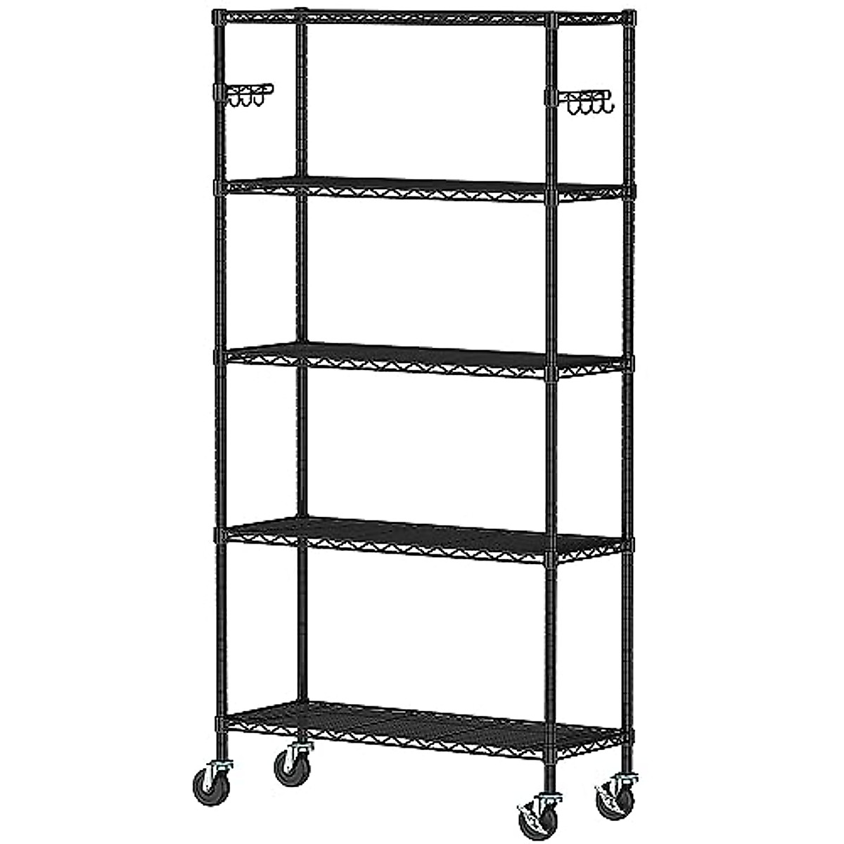 5 Tier Wire Shelving with Wheels,Ecoyomi Metal Shelves for Storage Heavy Duty,Garage Shelving,Shelving Units and Storage,Metal Shelf for Restaurant Garage Pantry Kitchen Garage Rack(14D x 36W x 75H)