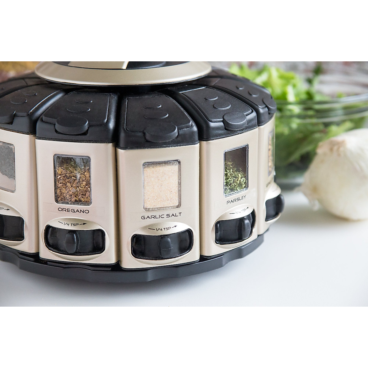 KitchenArt 57010 Select-A-Spice Auto-Measure Carousel Professional Series, Satin