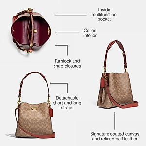 COACH Coated Canvas Signature Willow Bucket 24, B4/Tan Rust, One Size