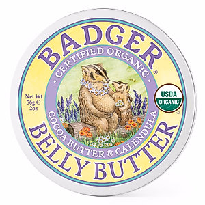 Badger - Belly Butter, Cocoa Butter & Calendula, Certified Organic Belly Butter, Vitamin E Belly Butter, Coconut Oil Belly Butter, Pregnant Belly Butter for Stretched Skin, 2oz - 2-Pack