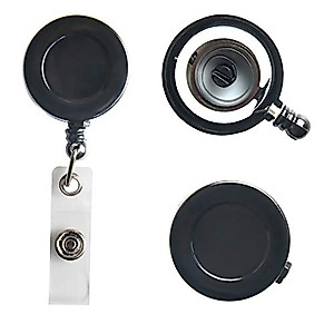JANYUN 35 Pcs Black Retractable Badge Reels Holders Reels Clip for ID Badge Holders for School Office Supplies