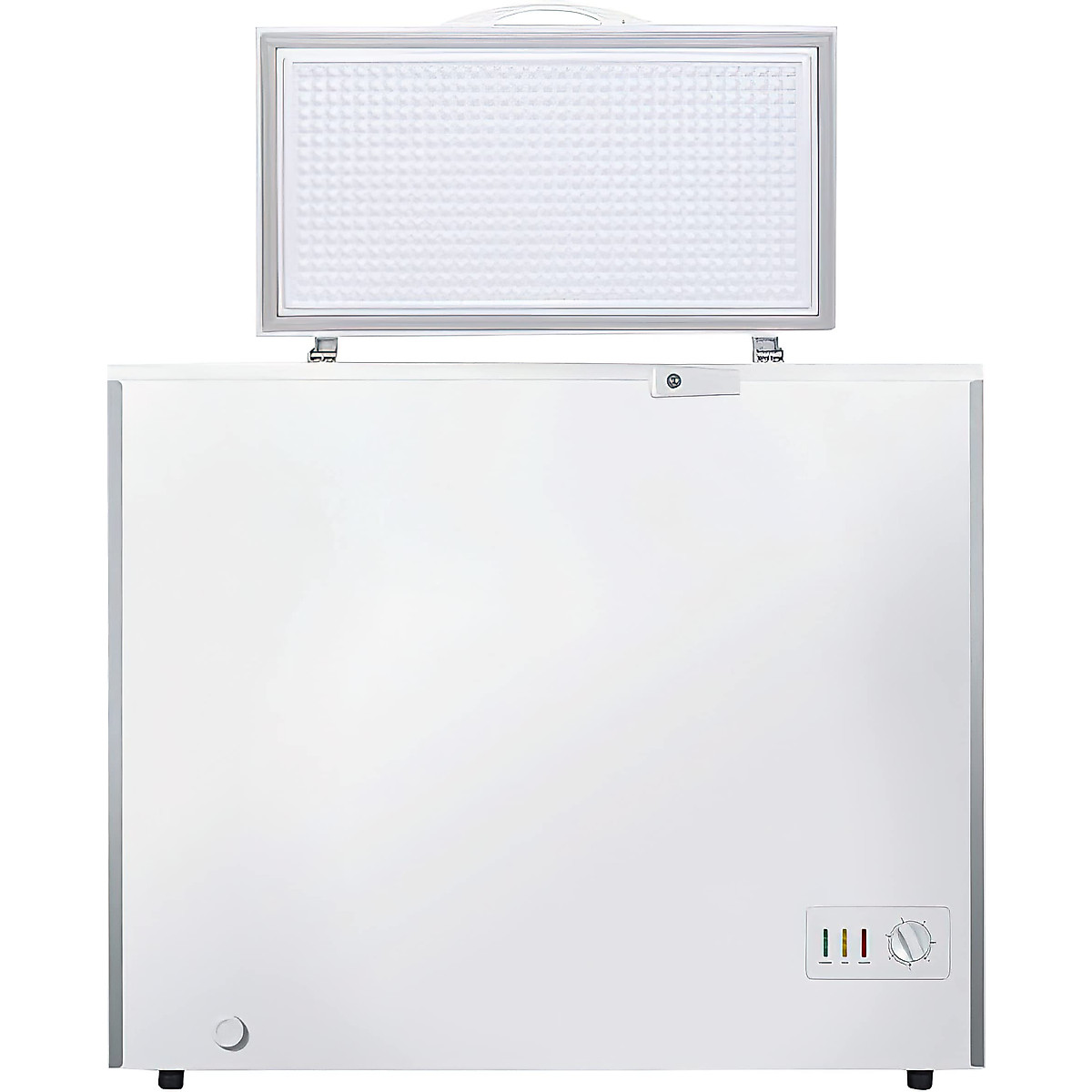 Summit Appliance SCFM73 Commercial Use 6.7 Cu.Ft. Chest Freezer, Lock Included, Manual Defrost, Visual Temperature Alarm, Removable Thermometer, Hammered Aluminum Interior, Adjustable Thermostat