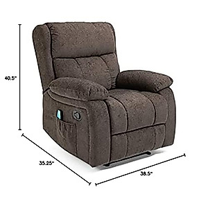 Christopher Knight Home Lindale Massage Recliner, Brown + Black 35.25D x 38.5W x 40.5H in