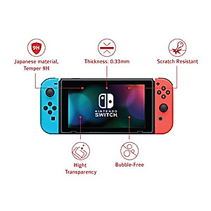 Snakebyte Tough Kit - Accessory Set Including Rubber Hard Case H9 Glass Protector Cleaning Cloth Thumb Grips Game Hard Case for Nintendo Switch - Black - Nintendo Switch