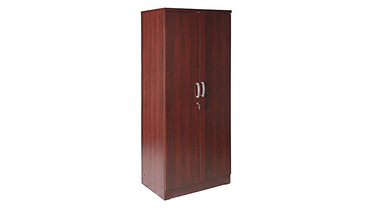 Modern Mahogany Wood Wardrobe Cabinet - Pemberly Row