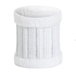 Yvechus Lady Winter Warm Pom Knit Beanie Hat Scarf Gloves Set Touch Screen Slouchy Thick Fleece Lined 3 in 1 Set (Xmas White)