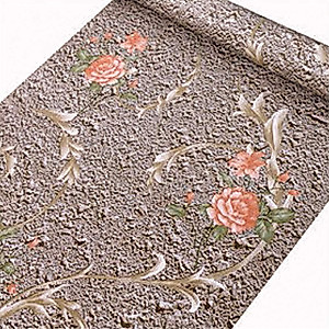 ZAMNEA 17.8 x 118 Inches Self-Adhesive Liner Paper, Removable Shelf Liner Wall Stickers Dresser Drawer Peel Stick Kitchen Home Decor, Brown Vintage Peony