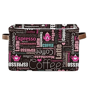 Emelivor Coffee Storage Basket Bins Foldable Toy Baskets Organization with Handles Laundry Hamper for Bedroom Office Clothes Pet Nursery Living Room,1 pcs