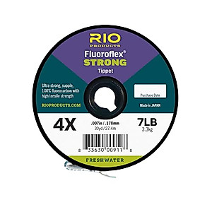 RIO Products Fly Fishing Tippet, Fluoroflex Strong Leader, 100% Fluorocarbon, 30YD Spool, 5.2lb (2.4kg) Test, 006in (.152mm) Diameter