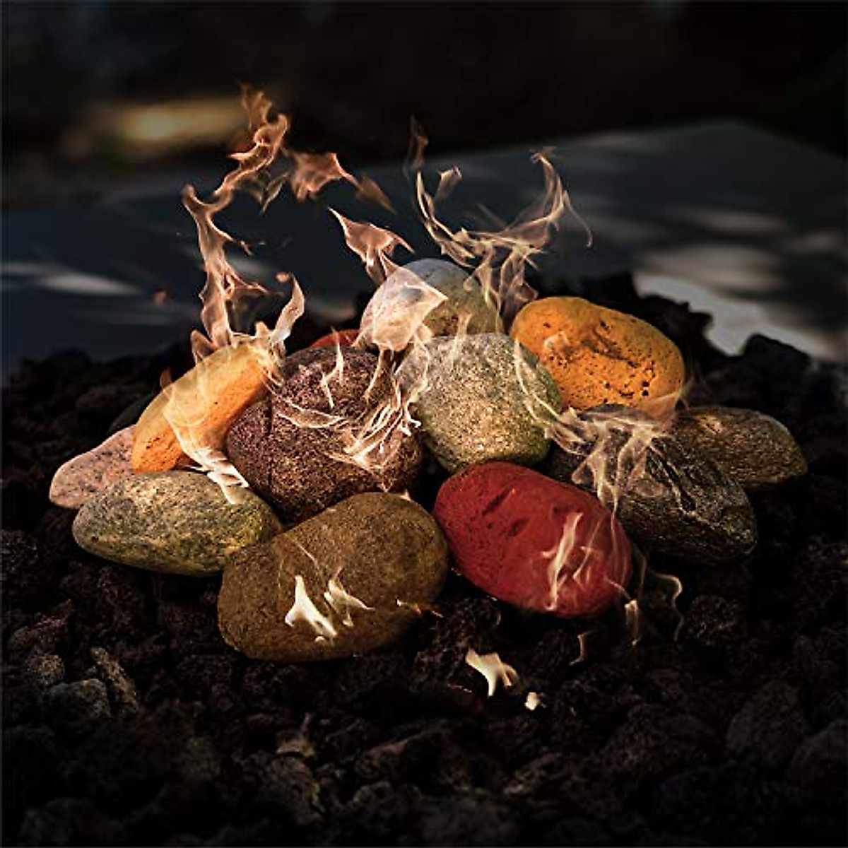 Ceramic Rock Pebbles | Fireproof Ceramic Decorative Stones for Indoor and Outdoor Fire Pits and Fireplaces – Lava Rock, Set of 24