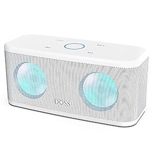DOSS SoundBox Plus Portable Wireless Bluetooth Speaker with HD Sound and Deep Bass, Wireless Stereo Pairing, Built-in Mic, 20H Playtime, Portable Wireless Speaker for Home, Outdoor, Travel-White