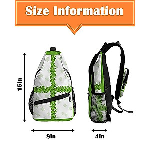 Gsypo Sling Backpack, St patrick's Day Four-leaf Clover Border Waterproof Lightweight Small Sling Bag, Travel Chest Bag Crossbody Shoulder Bag Hiking Daypack for Women Men