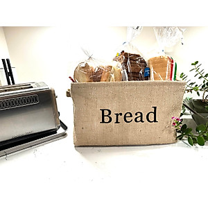 KINTNER DESIGNS Bread Storage Bin- Burlap basket for keeping Bread, Rolls and other items for Kitchen Counter or Pantry