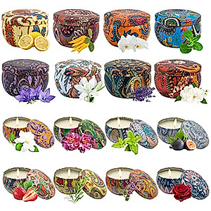 16 Pack Scented Candles Gift Set for Women Aromatherapy Candles for Home Scented Natural Decoration Soy Wax Candles Tin Jar Portable Travel Candles Yoga Mother's Day Valentine's Birthday Day Gifts