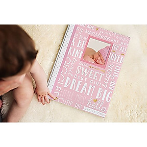 Lil Peach First 5 Years Dream Big Wordplay Baby Memory Book, Baby Keepsake Journal, Gift For New And Expecting Parents, 46 Fill In Pages, Pink