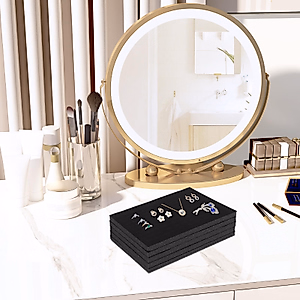 Healeved 5pcs Black Velvet Ring Insert Display Trays Insert Ring Holders Sponge Rings Earring Display Holders Foam Holder Organizer for Jewelry Showcase