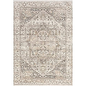 nuLOOM Harriet Vintage Medallion Fringe Accent Rug, 2' x 3', Silver