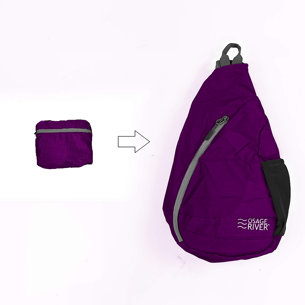 OSAGE RIVER Taber Sling Travel Bag, Foldable Crossbody, Black