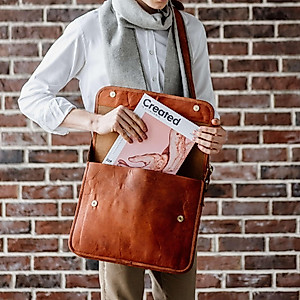 BERLINER BAGS Vintage Genuine Leather Messenger Bag Ghent, Laptop Bag, Work Bag, Briefcase for Men and Women - Brown