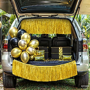 KatchOn, Pack of 2 Gold Fringe Banner - 6.5 Feet | Gold Fringe Garland, Golden Birthday Party Decorations, Gold Streamers Party Decorations | Happy New Year Backdrop, New Years Eve Party Supplies 2025