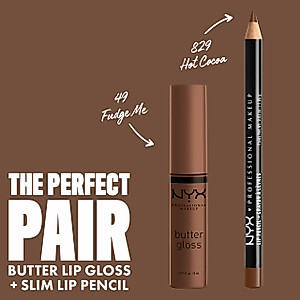NYX PROFESSIONAL MAKEUP Butter Gloss Brown Sugar, Non-Sticky Lip Gloss - Fudge Me (Warm Brown)