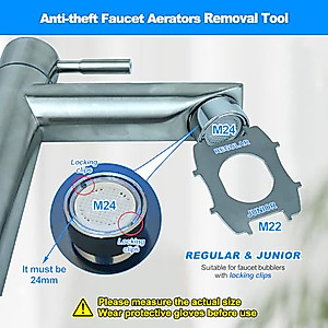 304 Stainless Steel Aerator Key, Can remove faucet aerators with stopper, M24 male faucet aerators Removal Tool, and remove M22, M24 recessed faucet aerators with gears.