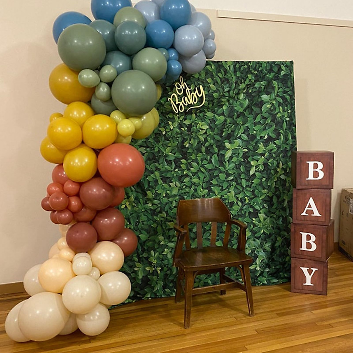 Retro Boho Balloon Arch Garland Kit, 163Pcs Retro Blue Orange Mustard Yellow Balloon, Here Comes the Son First Birthday Theme Boho Colorful Baby Shower Party Decoration