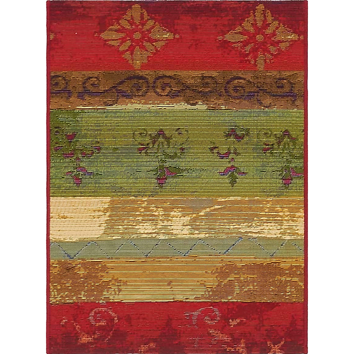 Unique Loom Outdoor Modern Collection Area Rug - Traditional (2' 2" x 3' 1" Rectangle, Multi/ Gold)