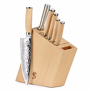 Shun Premier 7 Piece Knife Set with Angled Birch Block