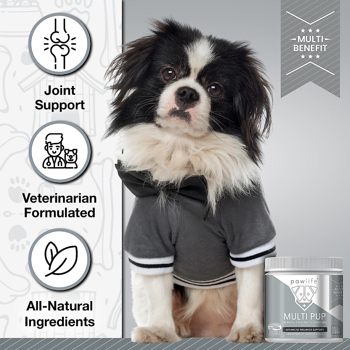 Pawlife All Natural Multivitamin Soft Chews for Dogs| Glucosamine Chondroitin for Joint Support with Probiotics for Gut & Immune Health| Mobility and Advanced Wellness Support|4-Month Supply