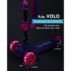 RideVOLO K02 Foldable Kick Scooter for 2-6 Years Old Kids, 2-in-1 with Removable Seat, 3 Adjustable Heights, Flashing Wheels and Wide Deck, Max Load 110lbs, Outdoor Activities, Gift for Boy/Girl Black