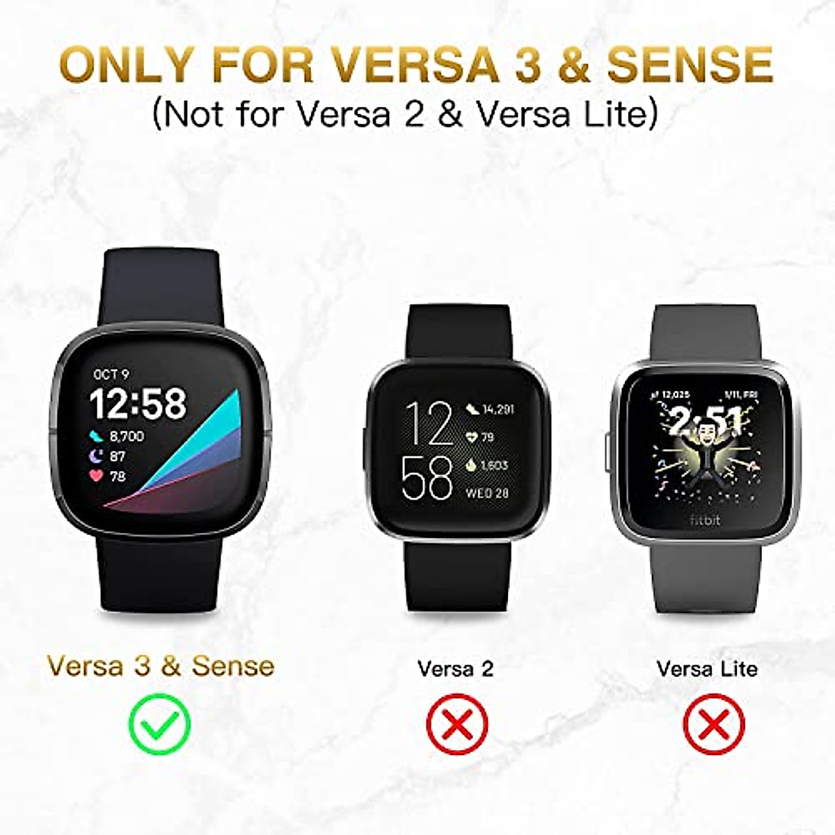 [2-Pack] Charger Cable Compatible with Smart Watch Fitbit Sense/ Versa 3, Replacement USB Charging Cradle Dock Stand Cable (3.3 ft/1.0ft)