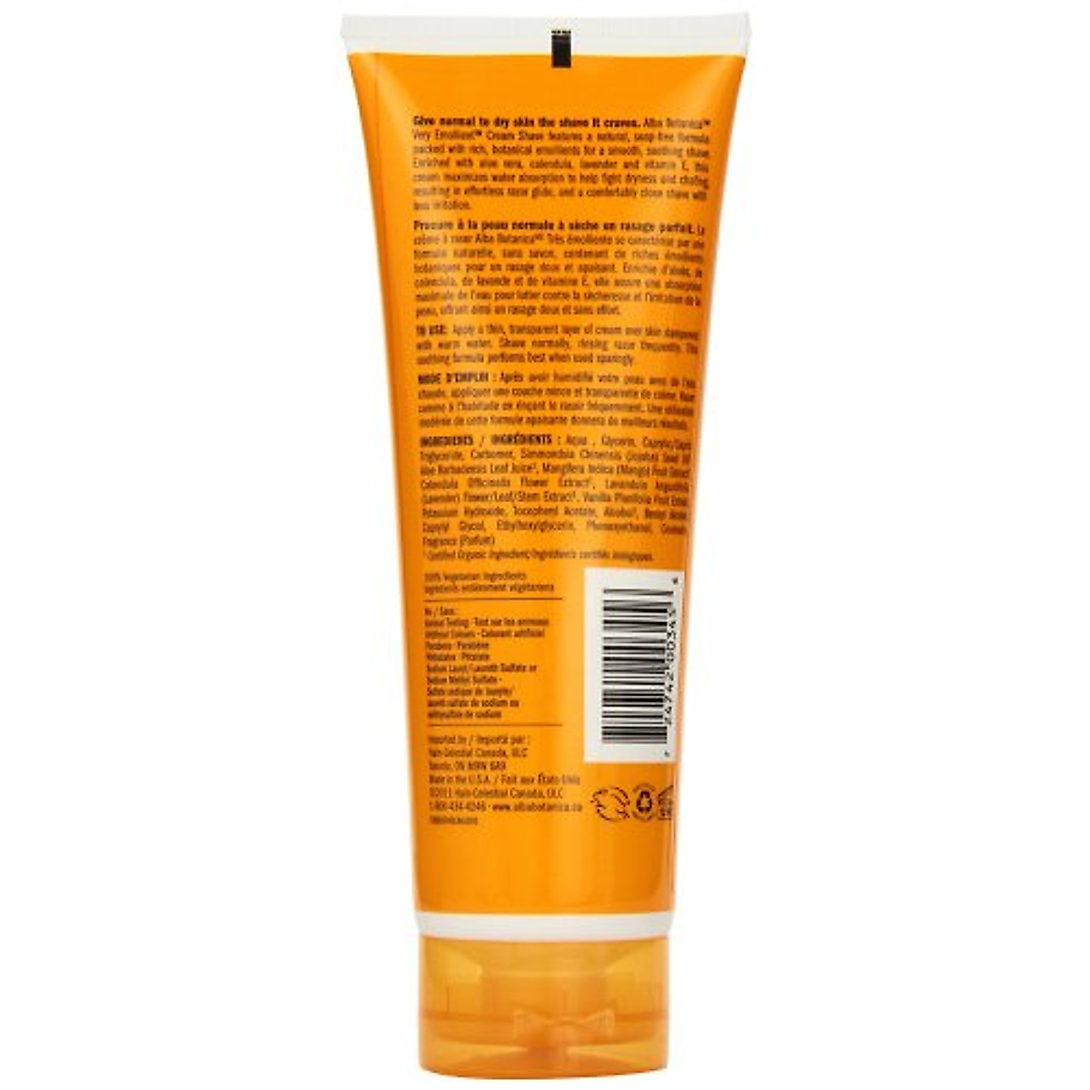 Alba Botanical Mango Vanilla Very Emollient Cream Shave, 8 Ounce Tubes (Pack of 4)